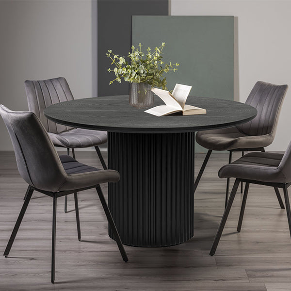 El Nino 1.2m Round Wooden Dining Table - Black Online in Australia ...