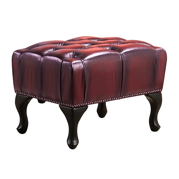 Buy Max Chesterfield Leather Footstool - Leather Antique Red Online in ...
