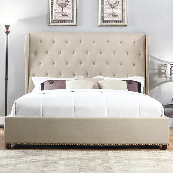 Buy Paris French Provincial Fabric King Bed - Beige Online in Australia ...