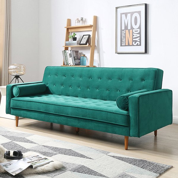 Buy Plast 3 Seater Velvet Sofa Bed - Green Online in Australia | Cassa Vida
